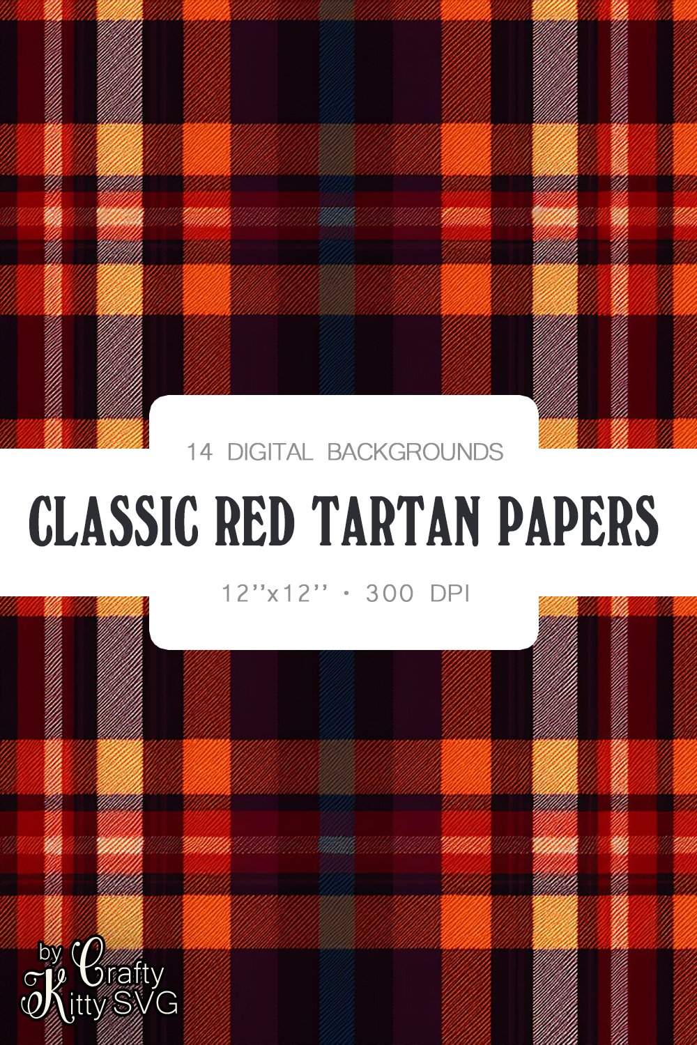Tartan Plaid Digital Papers, Classic Red Textile (3043414)