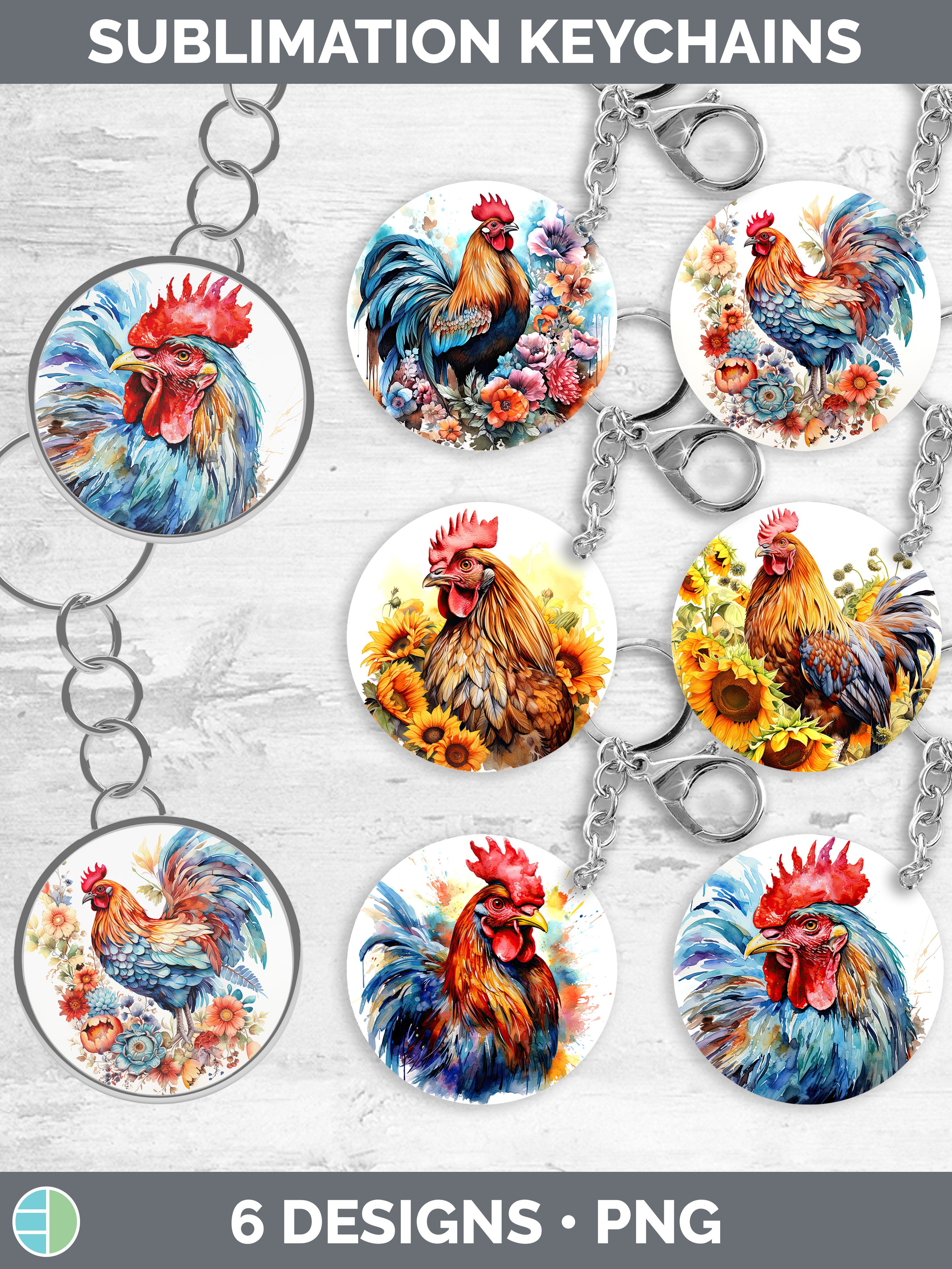 Pretty Chicken Keychain | Bundle Keyring Designs