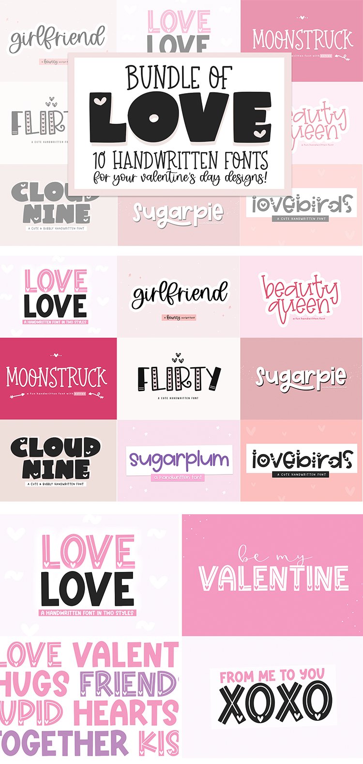 Font Bundle of Love - Valentine's Day Fonts (1127003)