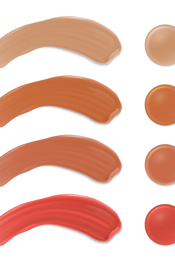 Color shades of foundation make up. Face skin smears vector