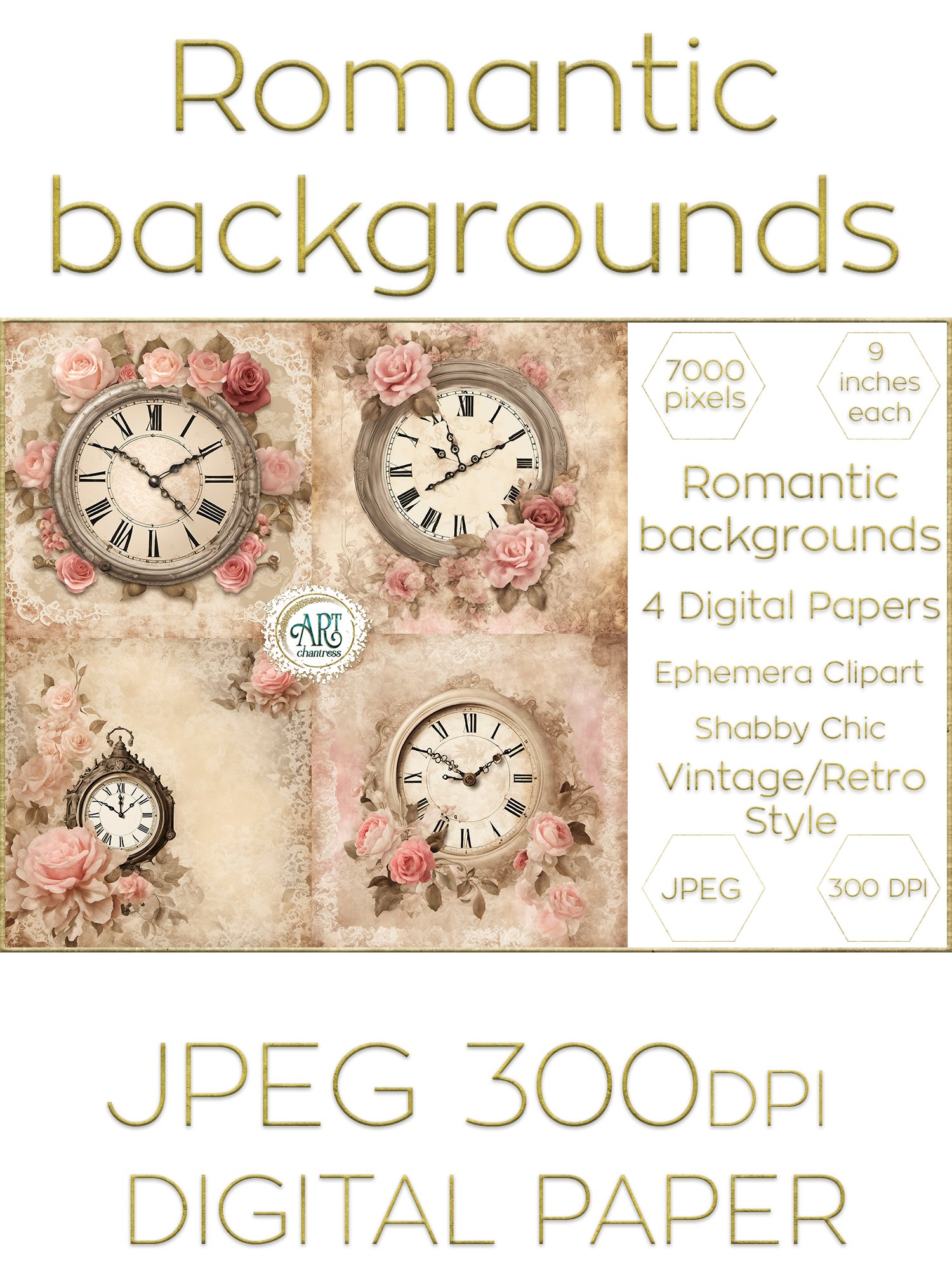 Vintage watercolor digital papers backgrounds soft (2965973)
