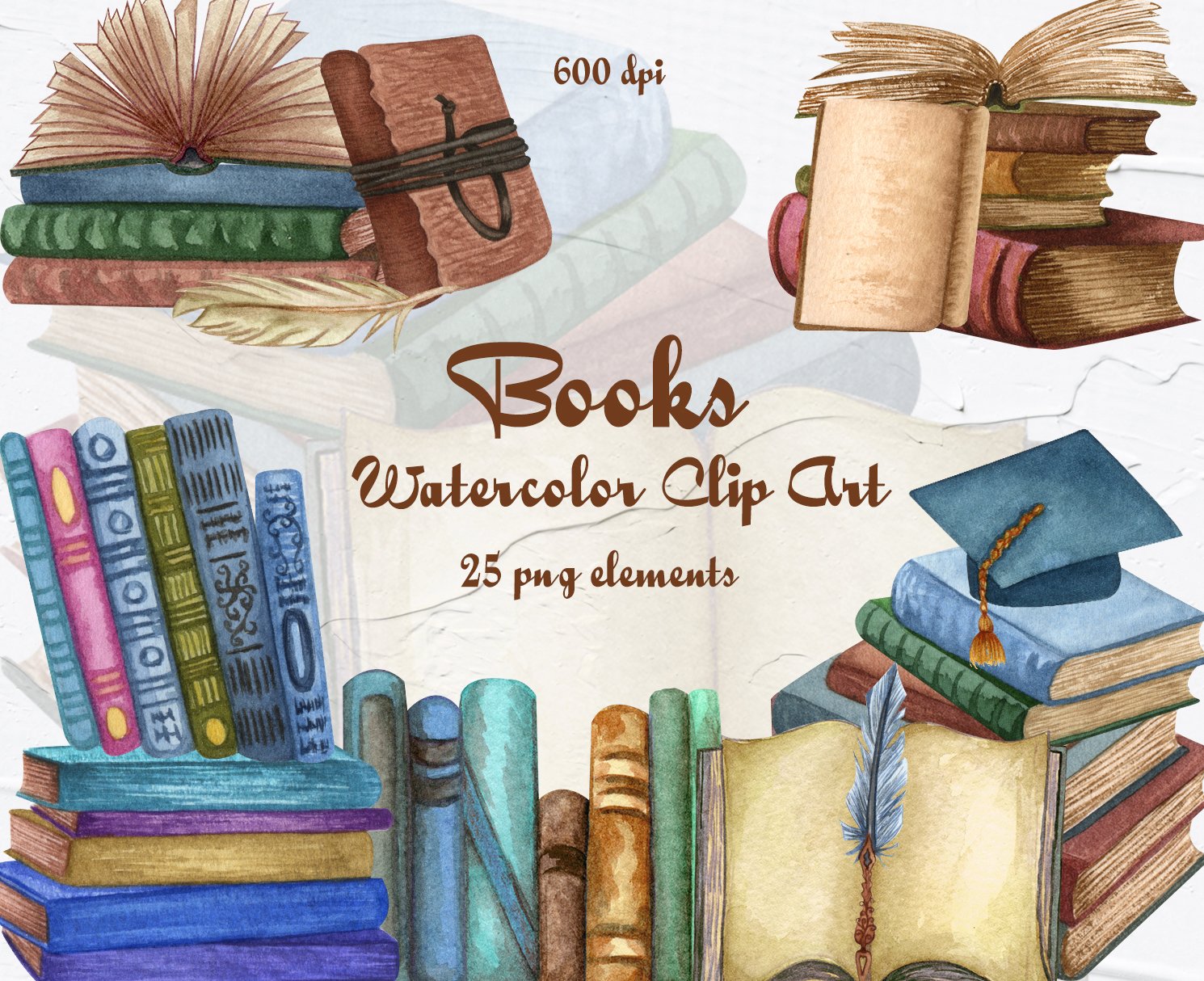 Books Watercolor Clip Art (906390)