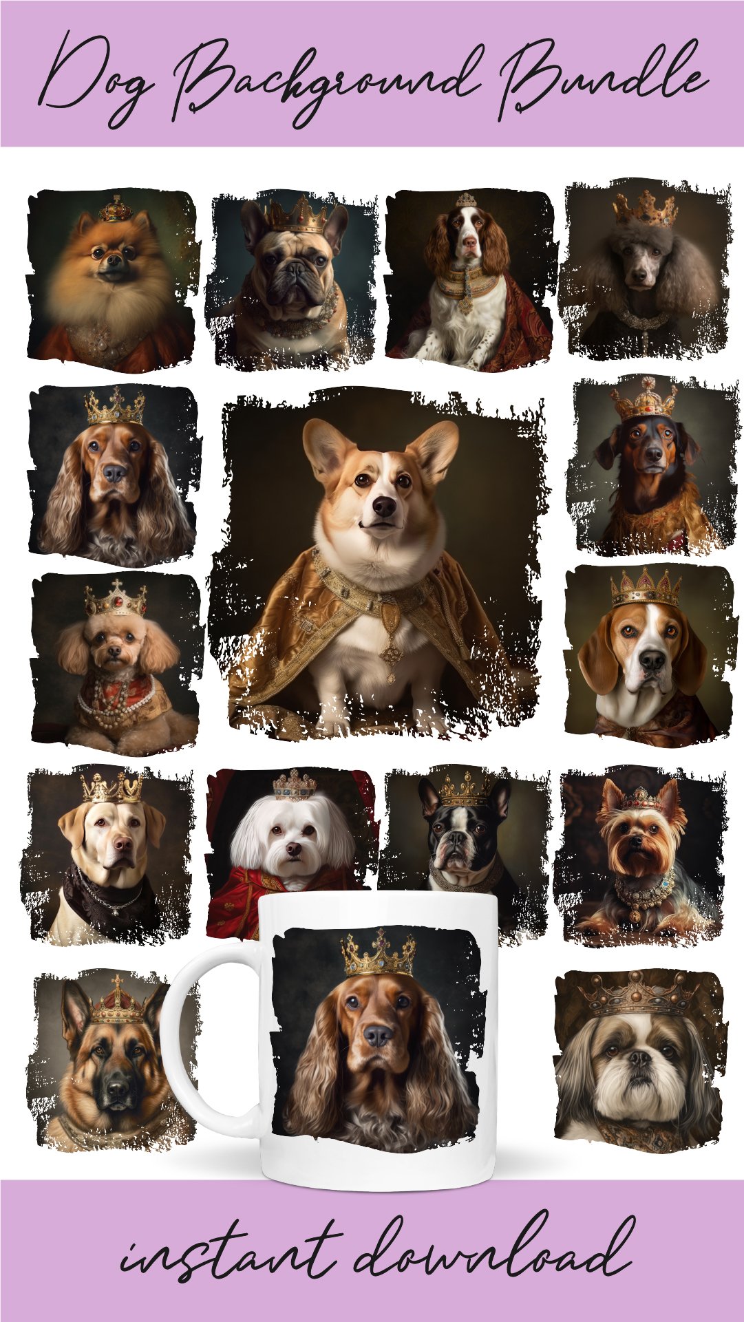 Dog Breeds Bundle | Dog Sublimation Background 16 PNG
