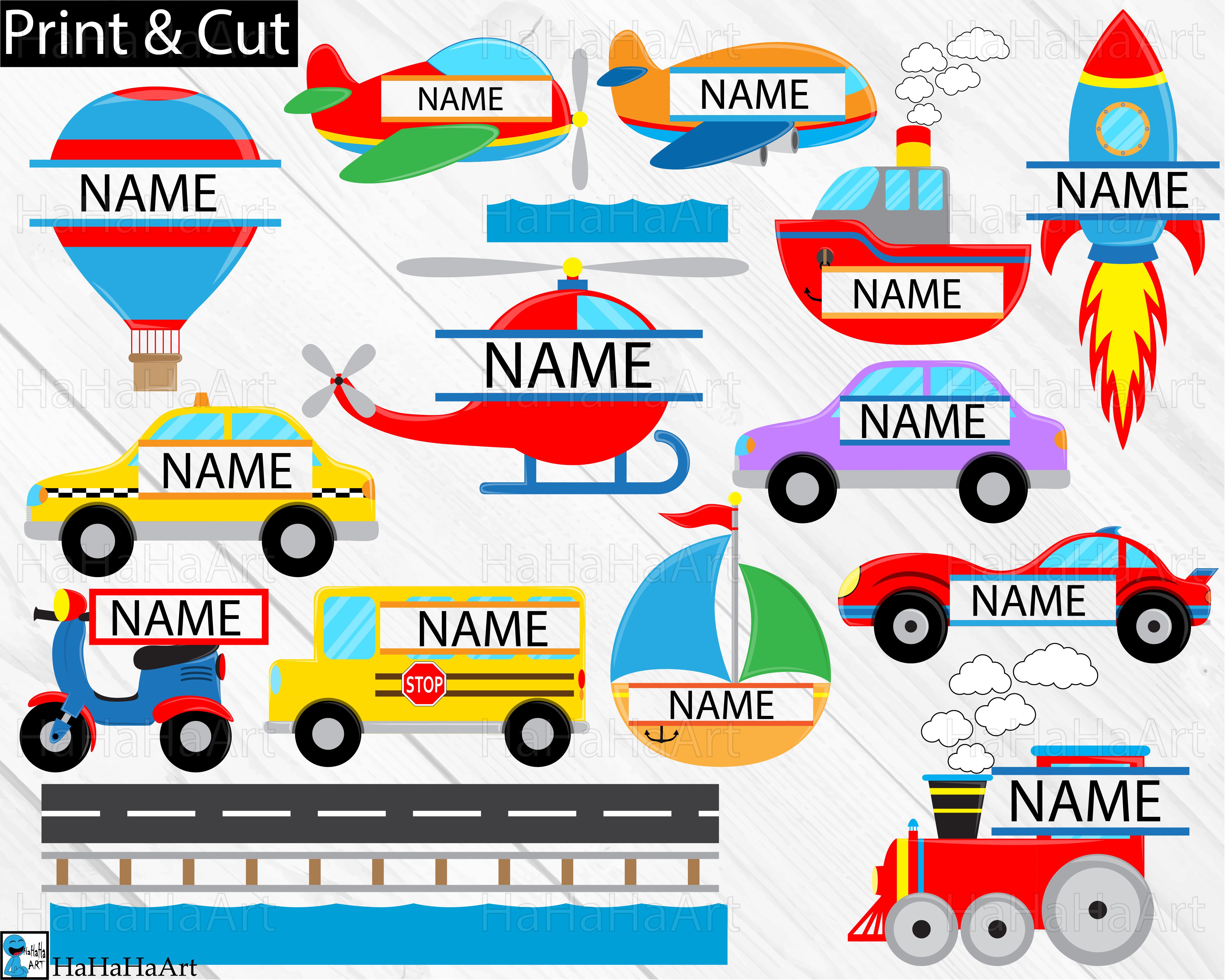 Split Fun Transportation - Clip art / Cutting Files 409c