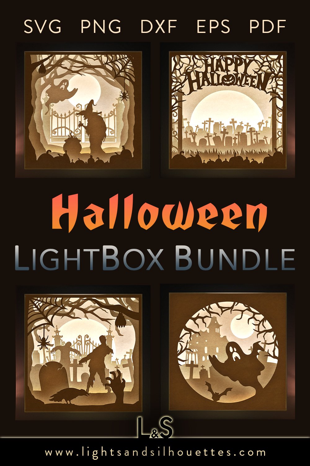 Halloween Shadow Box Bundle | 3D Lightbox Svg Files