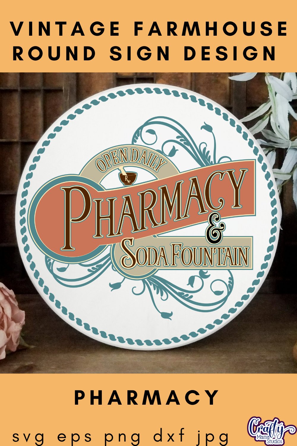Vintage Farmhouse Round Sign Svg | Pharmacy