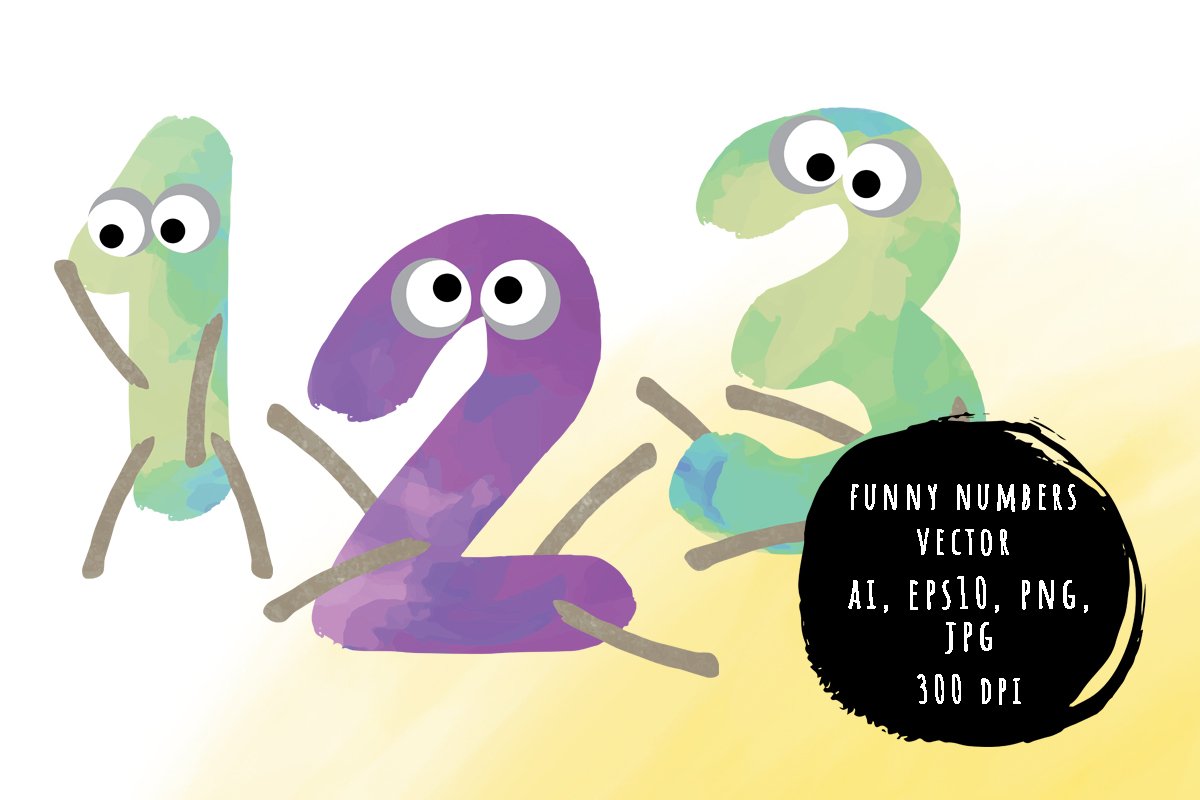 Drawn funny numbers 0-9 vector bundle