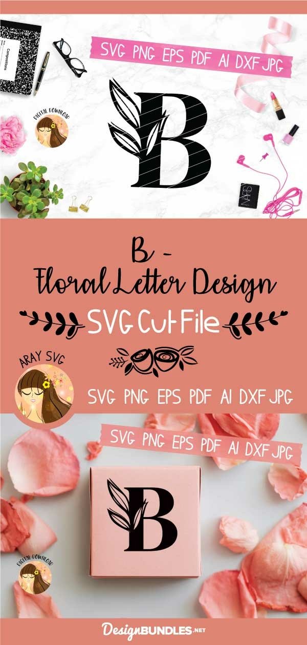 B - Floral Letter Design Svg