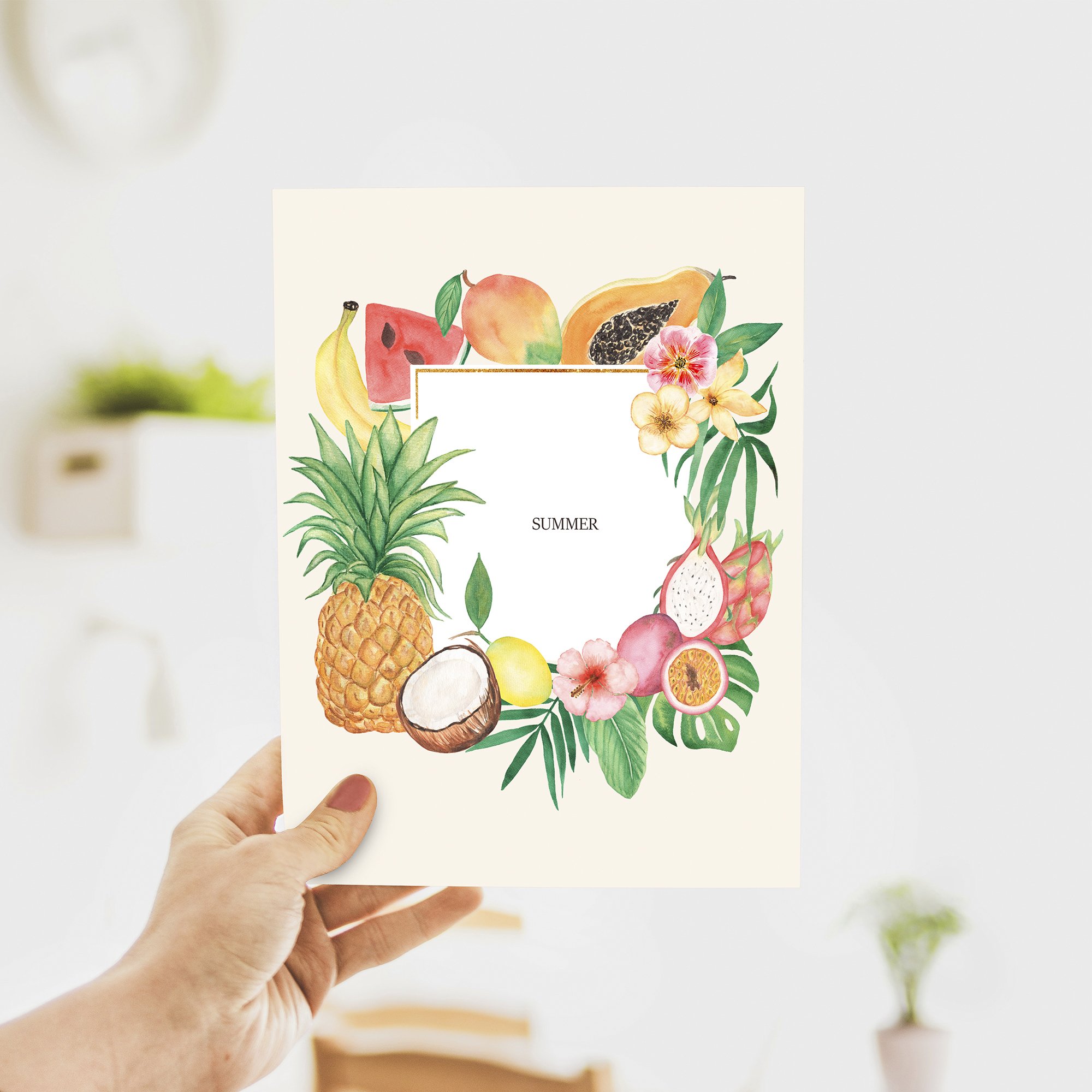 Watercolor Tropical Fruits Frame (1295151)