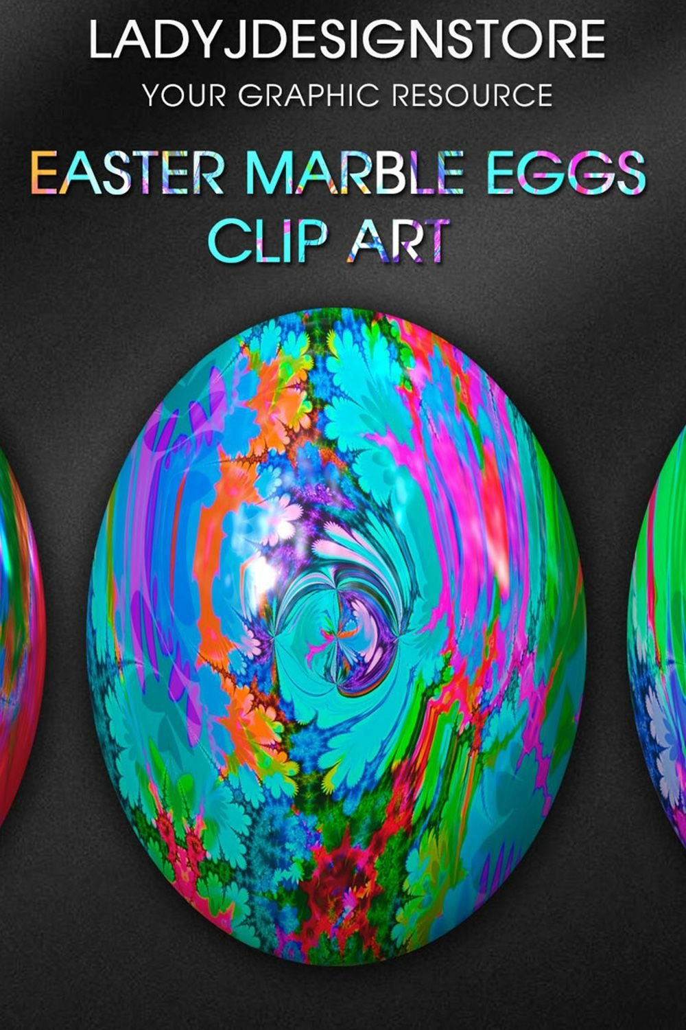 Easter Eggs Clipart, marble rainbow colorful eggs
