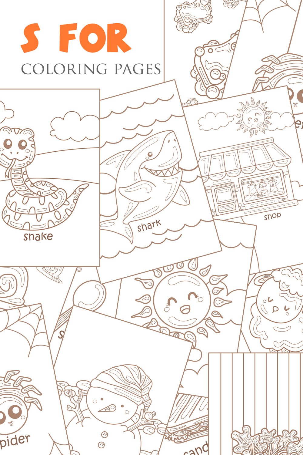 Alphabet S For Vocabulary Reading Lesson Kids Coloring Set