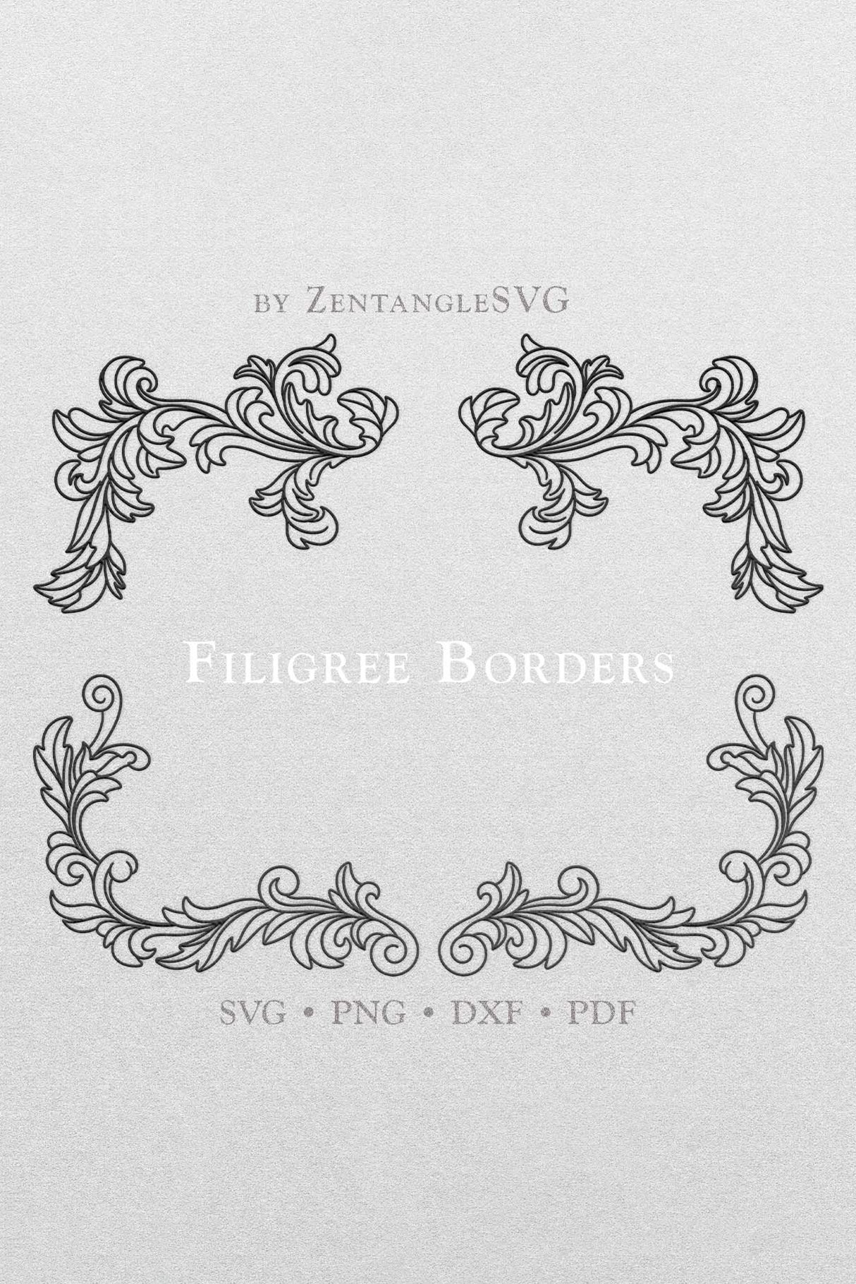 Vintage Corner, floral Border, Filigree SVG DXF cut files