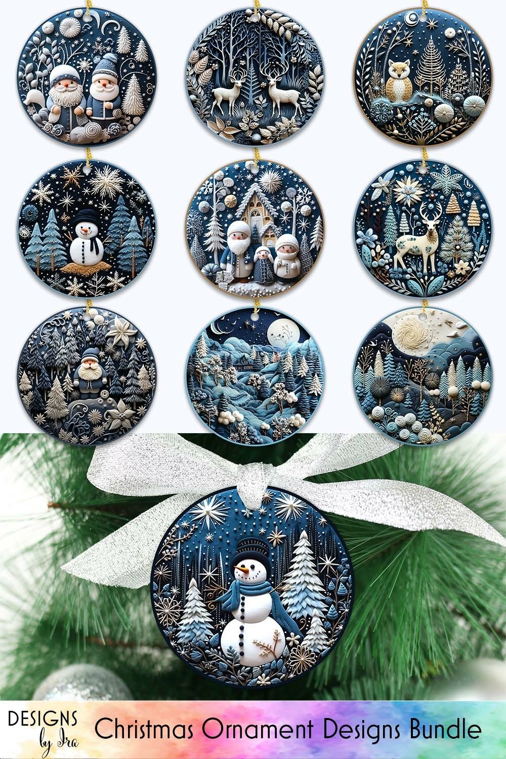 3d Christmas Ornaments Bundle | Embroidery and Felted Fabric
