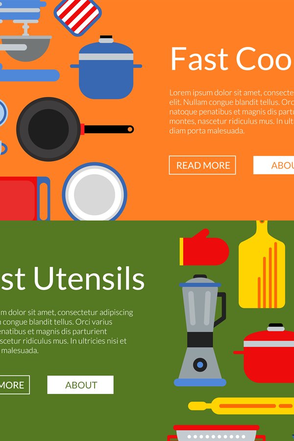 Vector flat style kitchen utensils banners (845607)