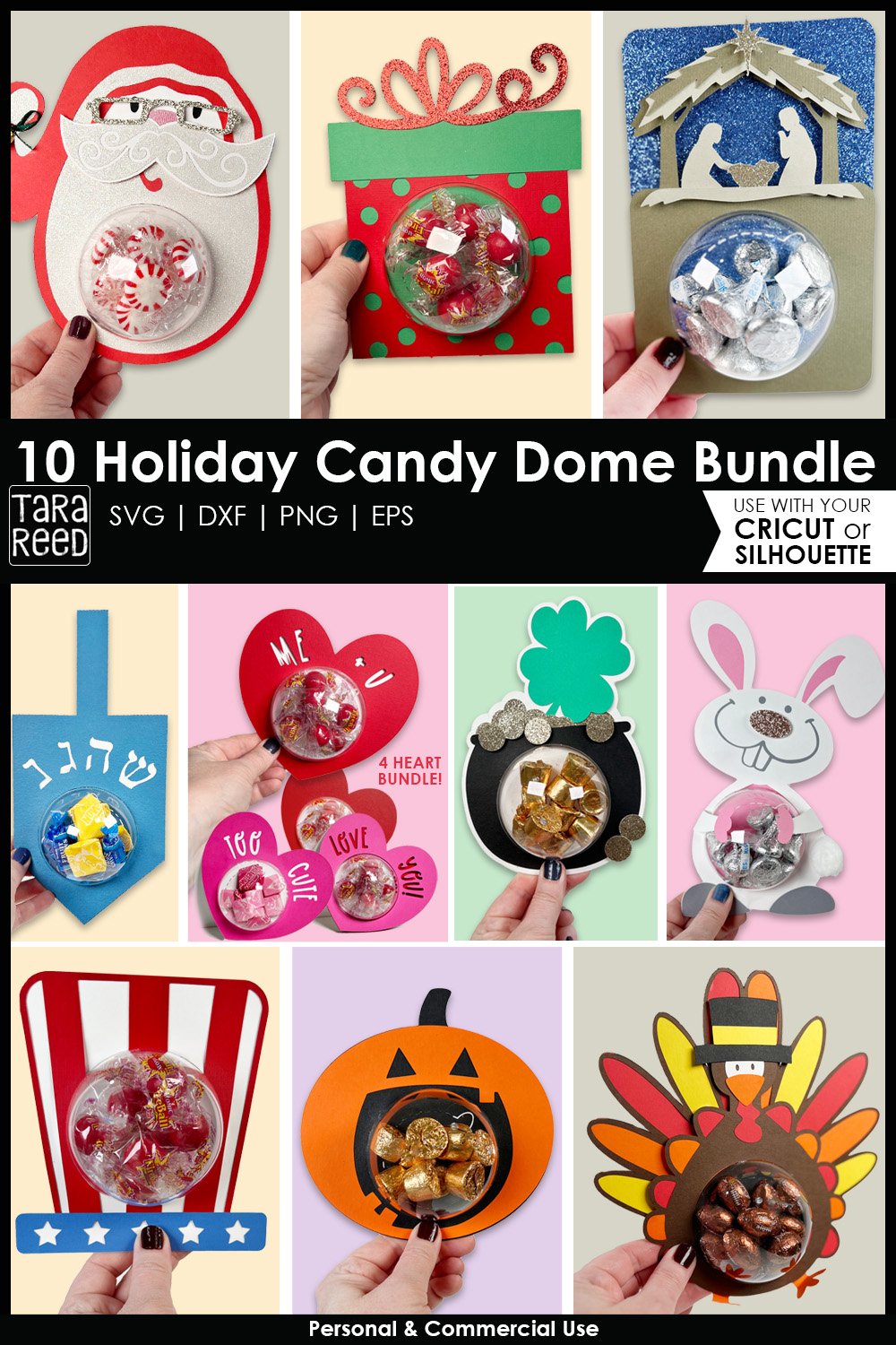 10 Holiday Candy Dome Holders - Candy Dome SVG Bundle