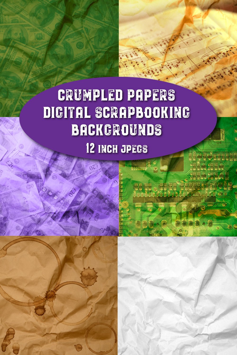 Crumpled Paper Textures Digital Scrapbook Backgrounds