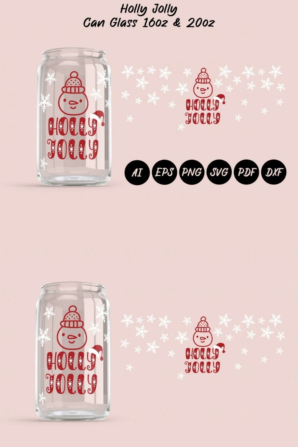 Holly Jolly Beer Can Glass Wrap SVG 16oz 20oz