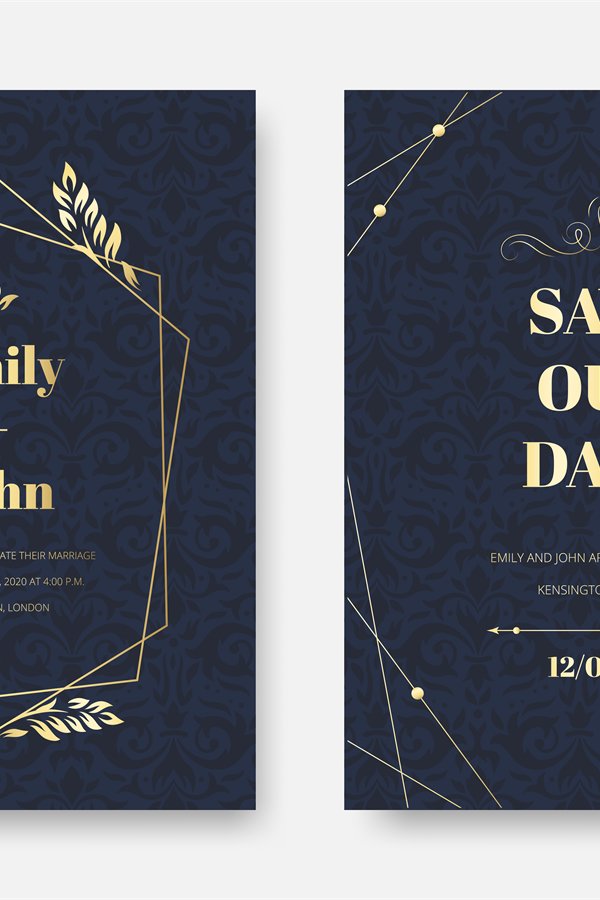 Modern wedding invitation. Elegant invite card, vintage dama