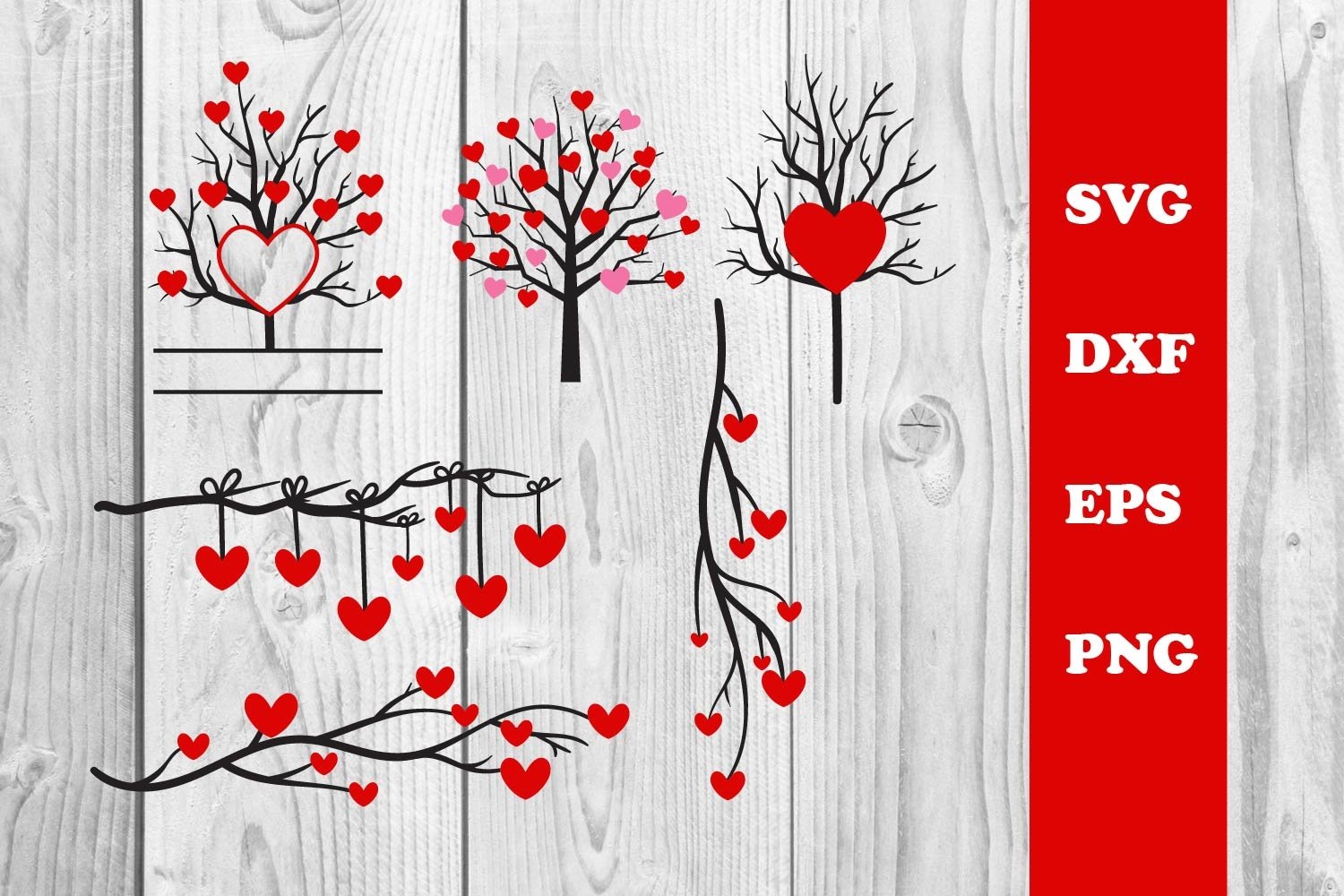 Tree Heart, tree valentine cut file svg