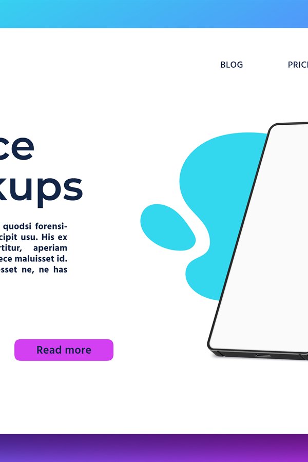 Landing page with smartphone mockup. Mobile app presentation