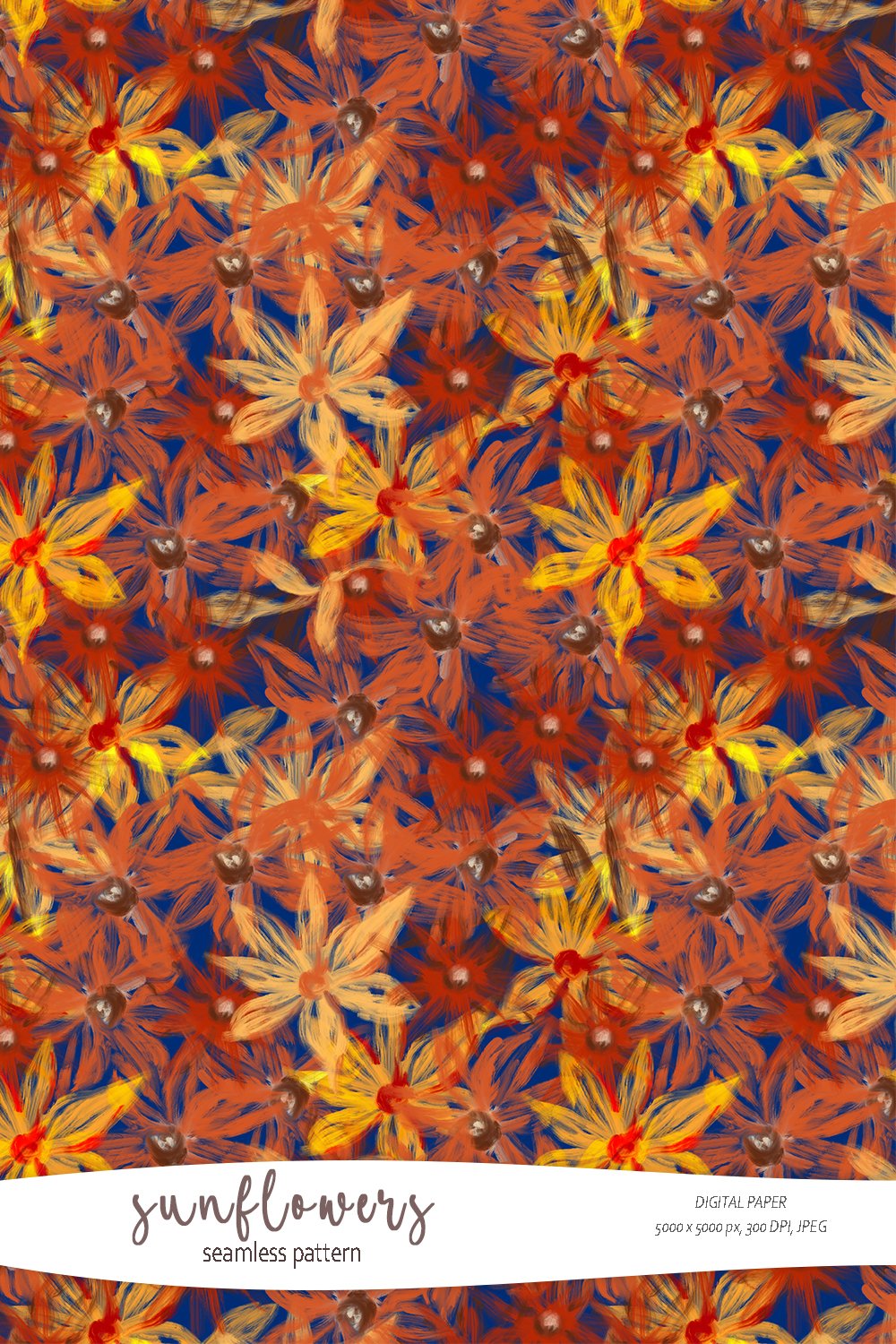 Abstract sunflower fall seamless patterns/ digital paper