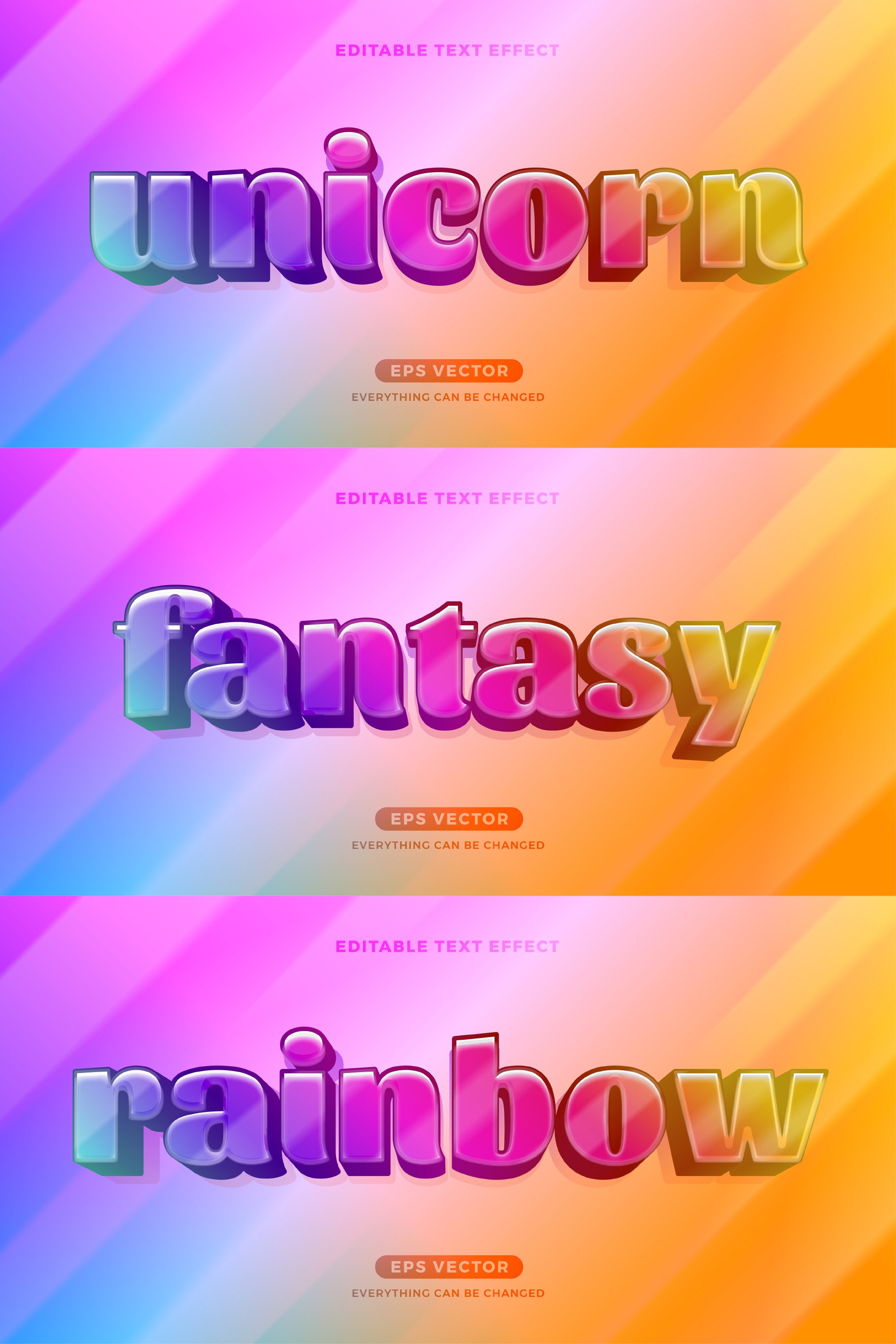 Unicorn editable text effect style vector