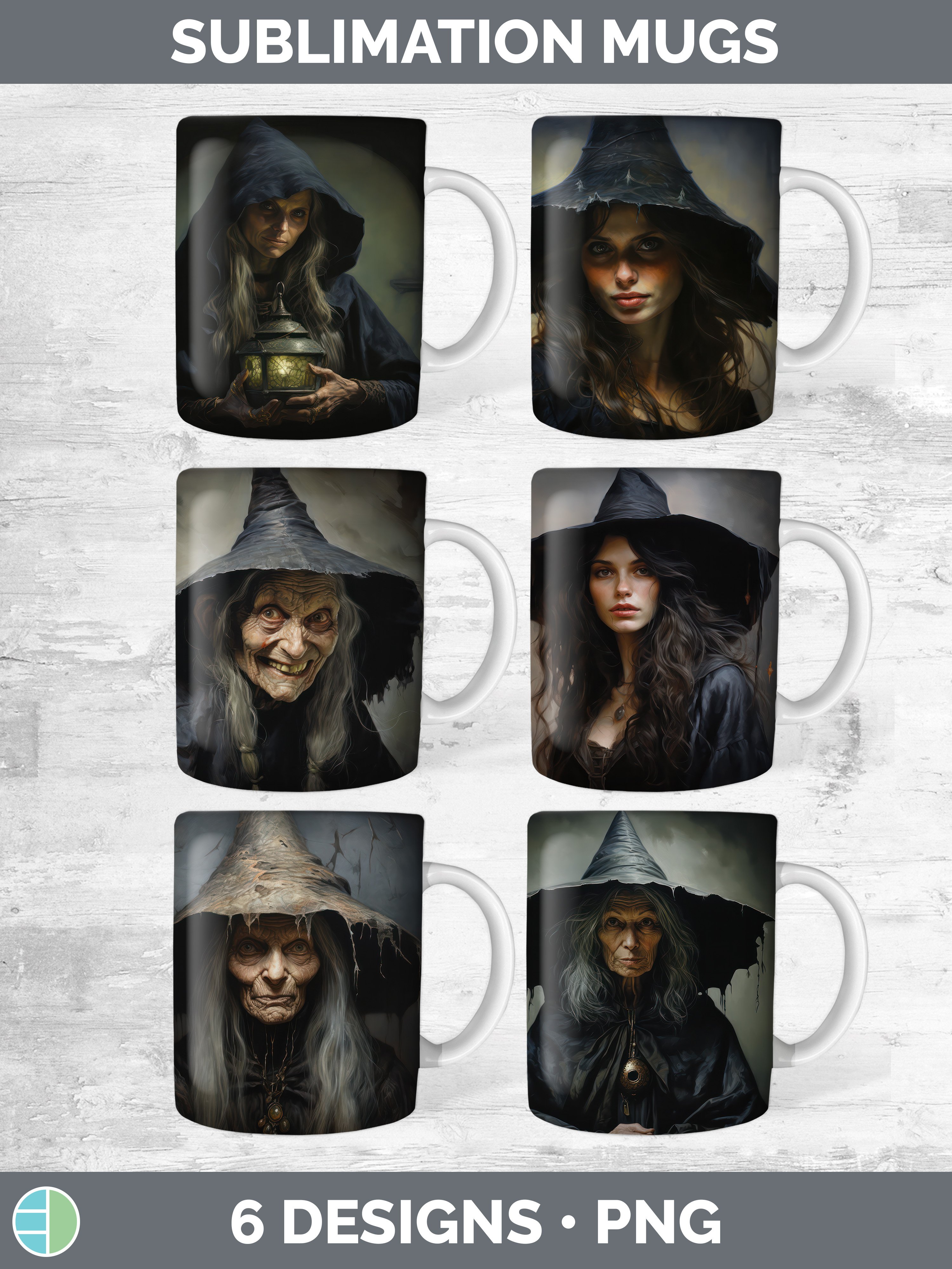 Halloween Witch Mug Wrap | Sublimation Coffee Cup Designs Bu