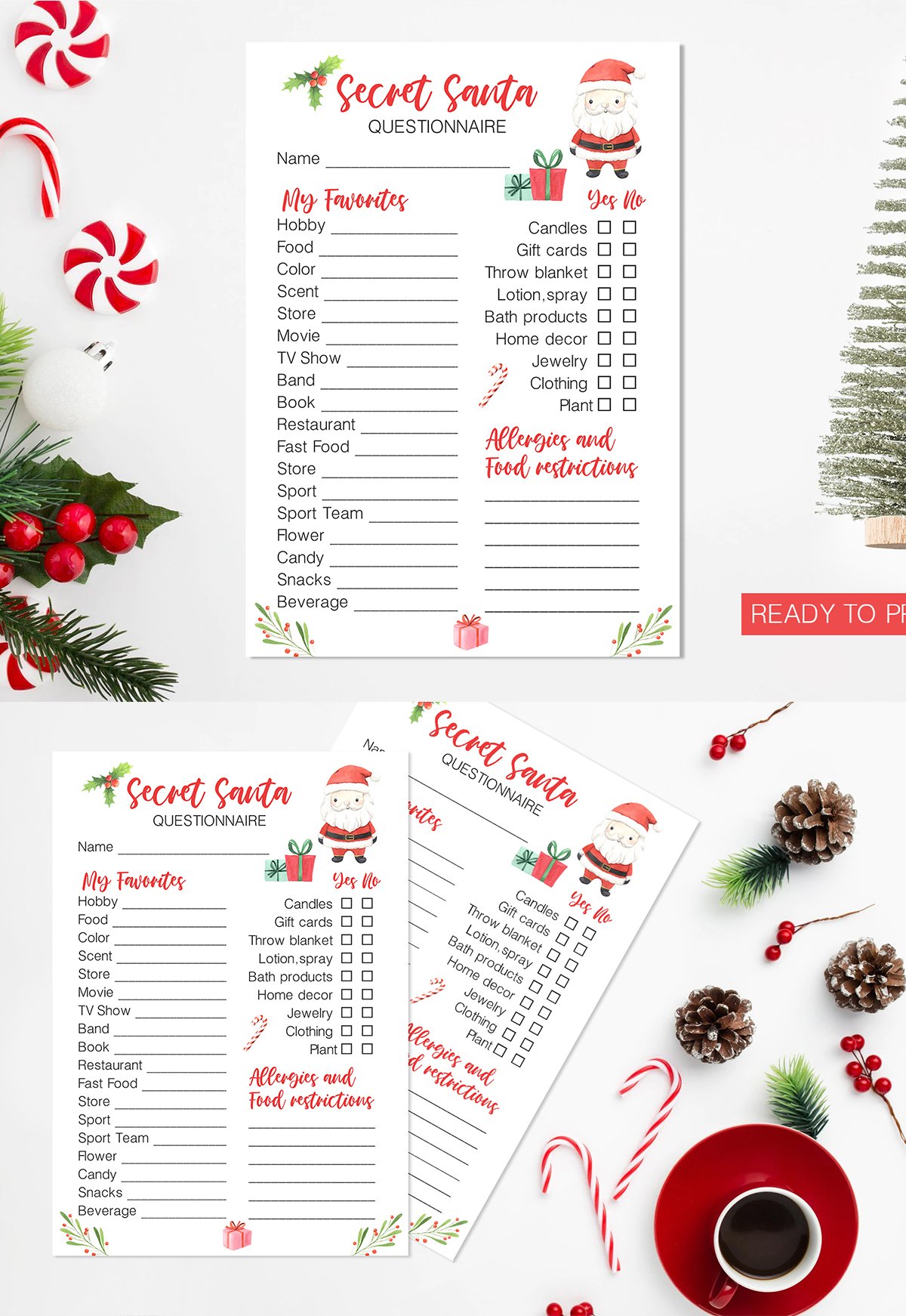 Secret Santa Gift Questionnaire Christmas Printabl (2344302)