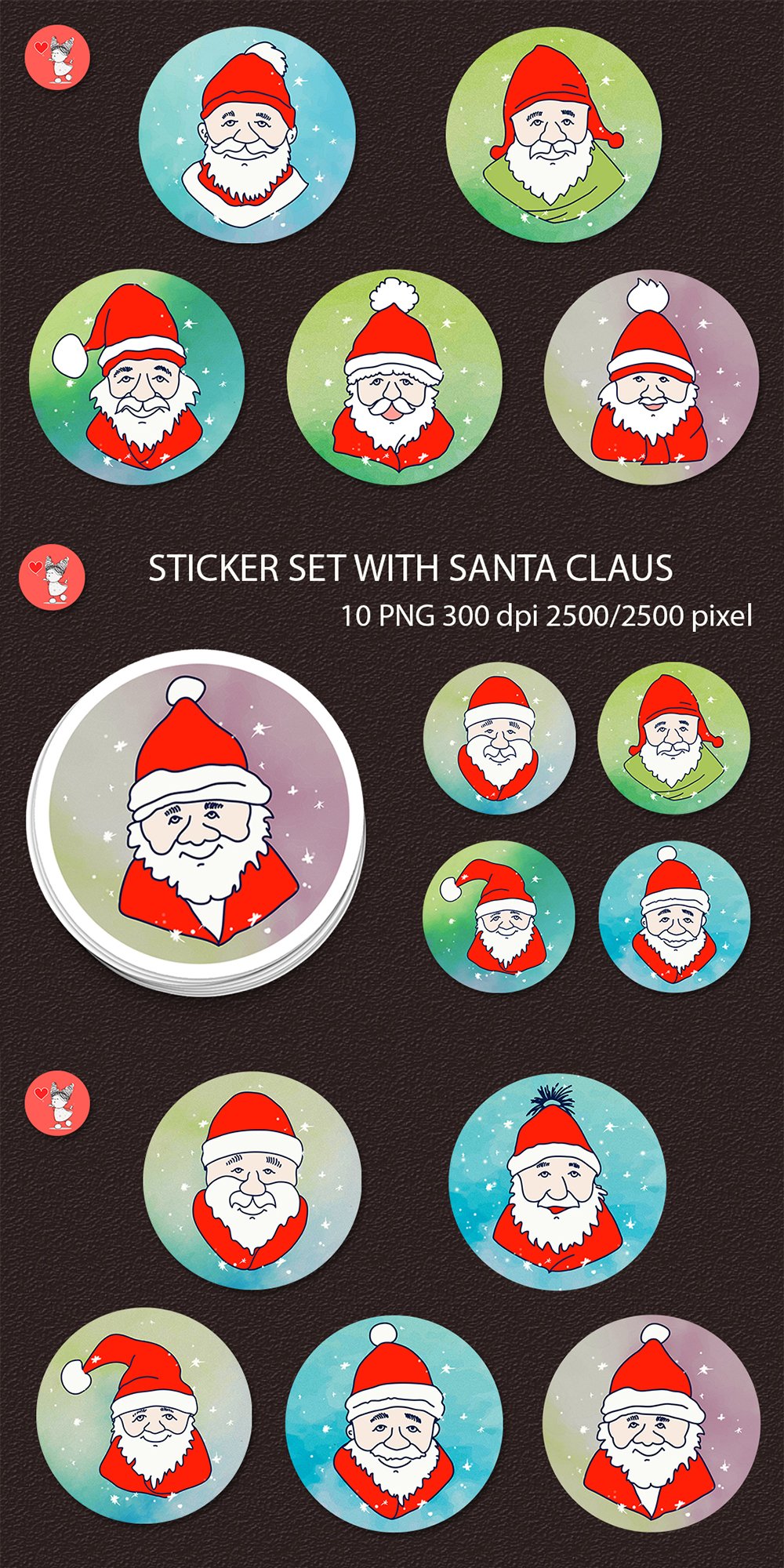 STICKER SET WITH SANTA CLAUS