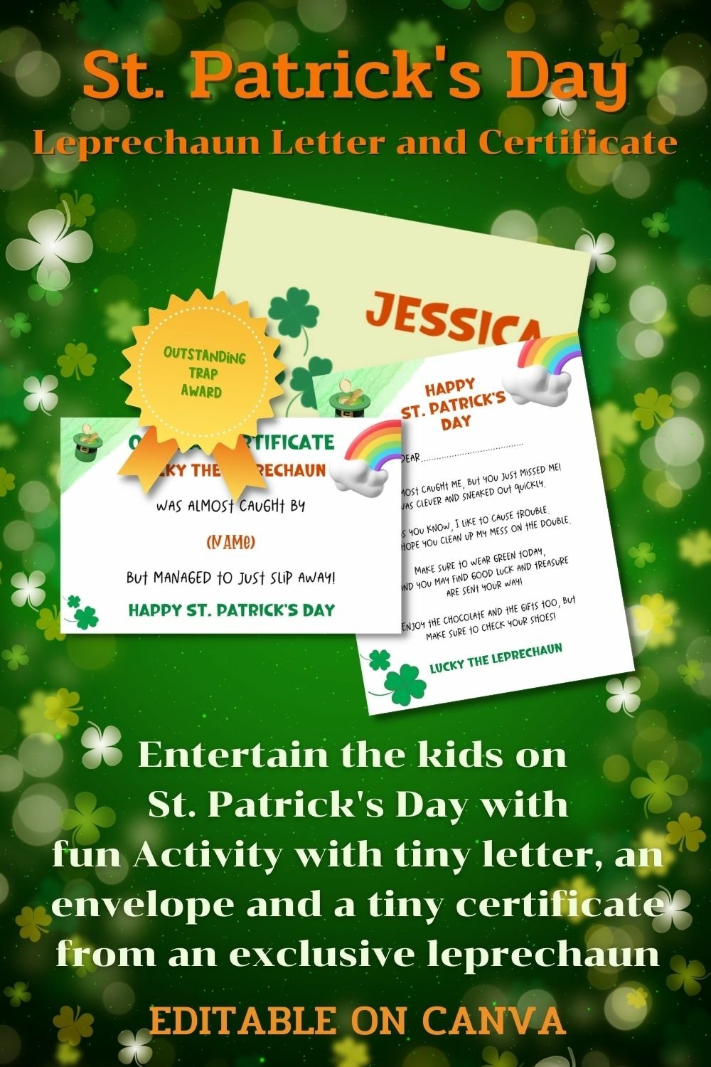 Customizable Leprechaun Letter&Leprechaun Trap Certificate