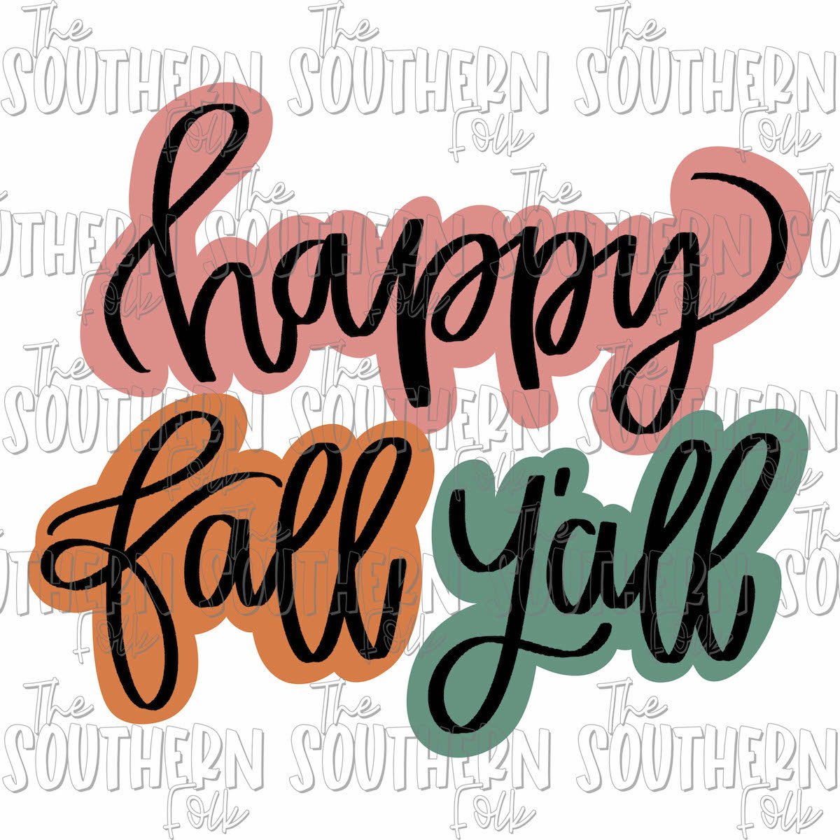 Hand Lettered Happy Fall Y'all PNG File, Sublimation Designs