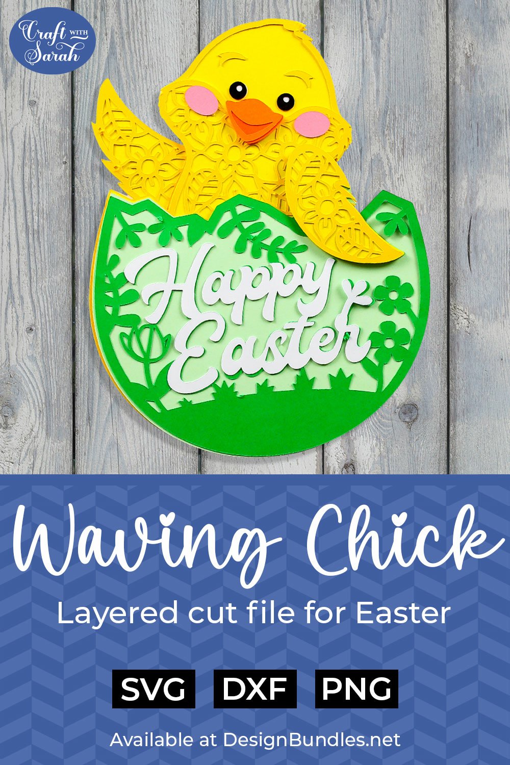 Easter Chick SVG File | Layered Waving Chick SVG Cut File
