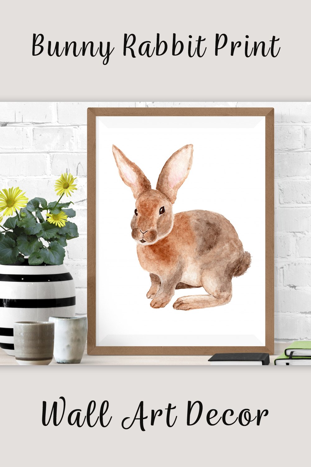 Watercolor Bunny Rabbit Print, Nursery Wall Art Decor