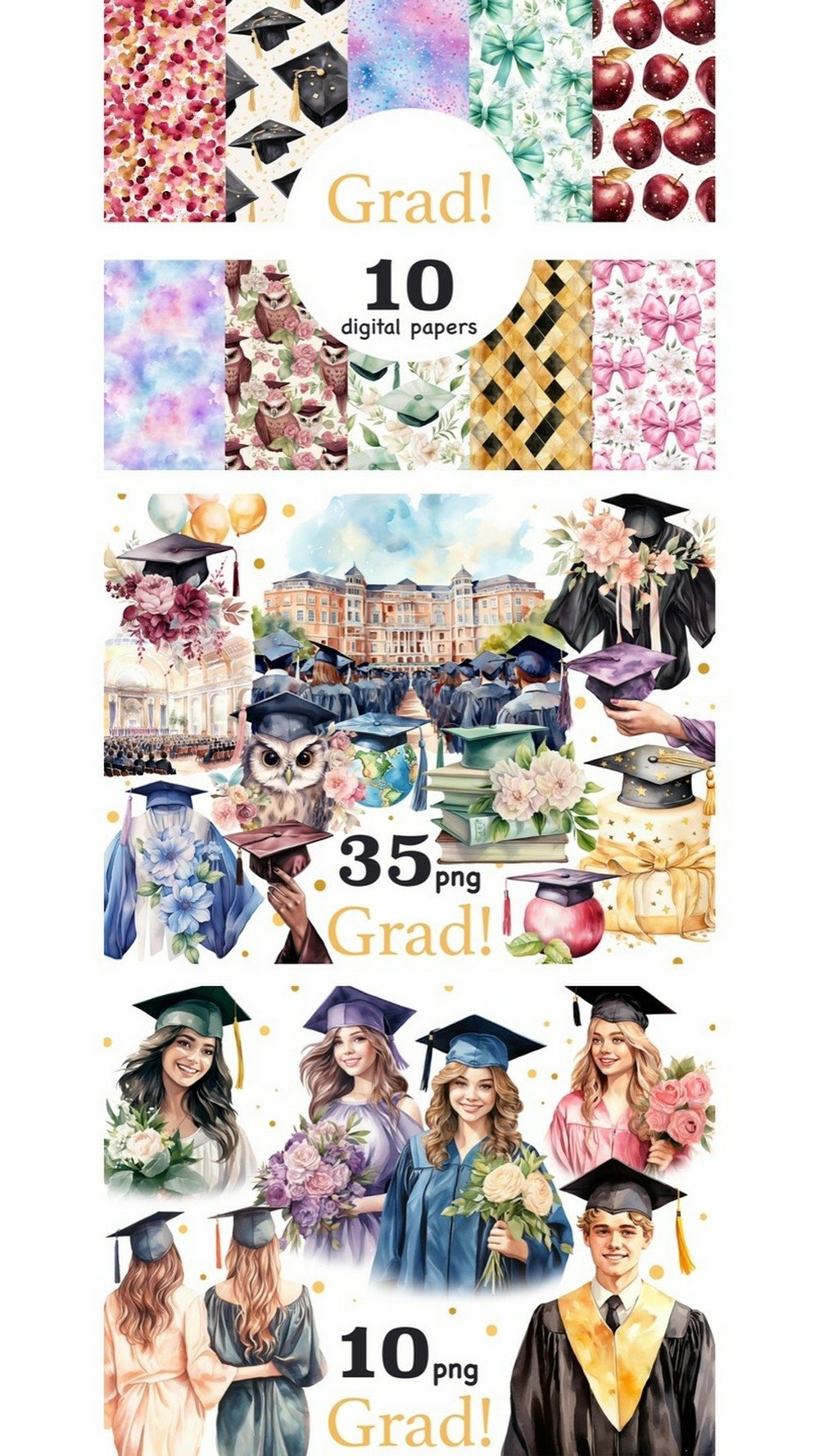 Graduation Clip Art | College Senior Clipart Bundle