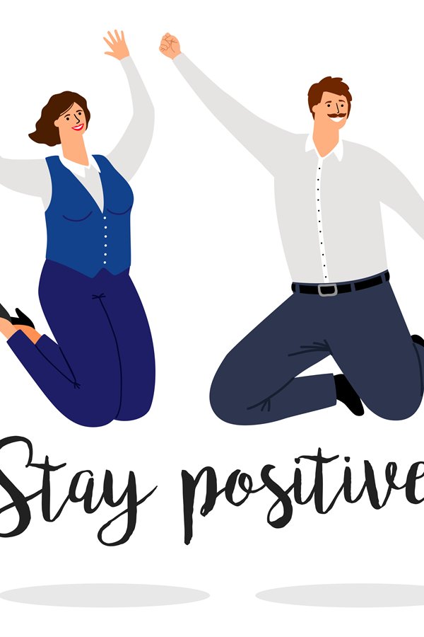 Stay positive a poster with jumping people