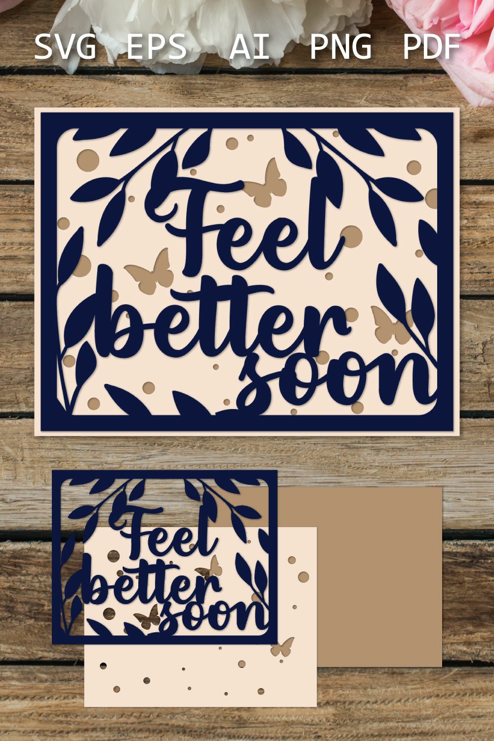 Feel better soon card, Layered paper cutting template SVG