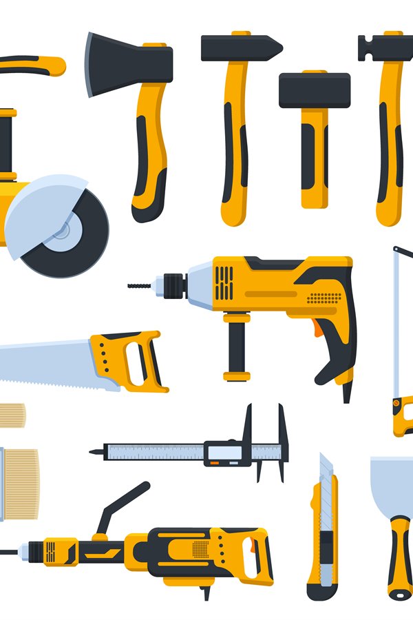 Construction tools. Building repair hand tools, renovation