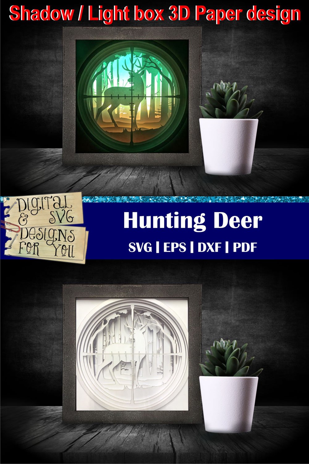 Hunting Deer 3D Light box | Shadow box svg | Hunting svg
