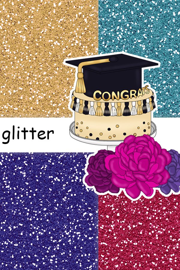 Graduation GLITTER Rainbow Background Planner Stickers JPEG