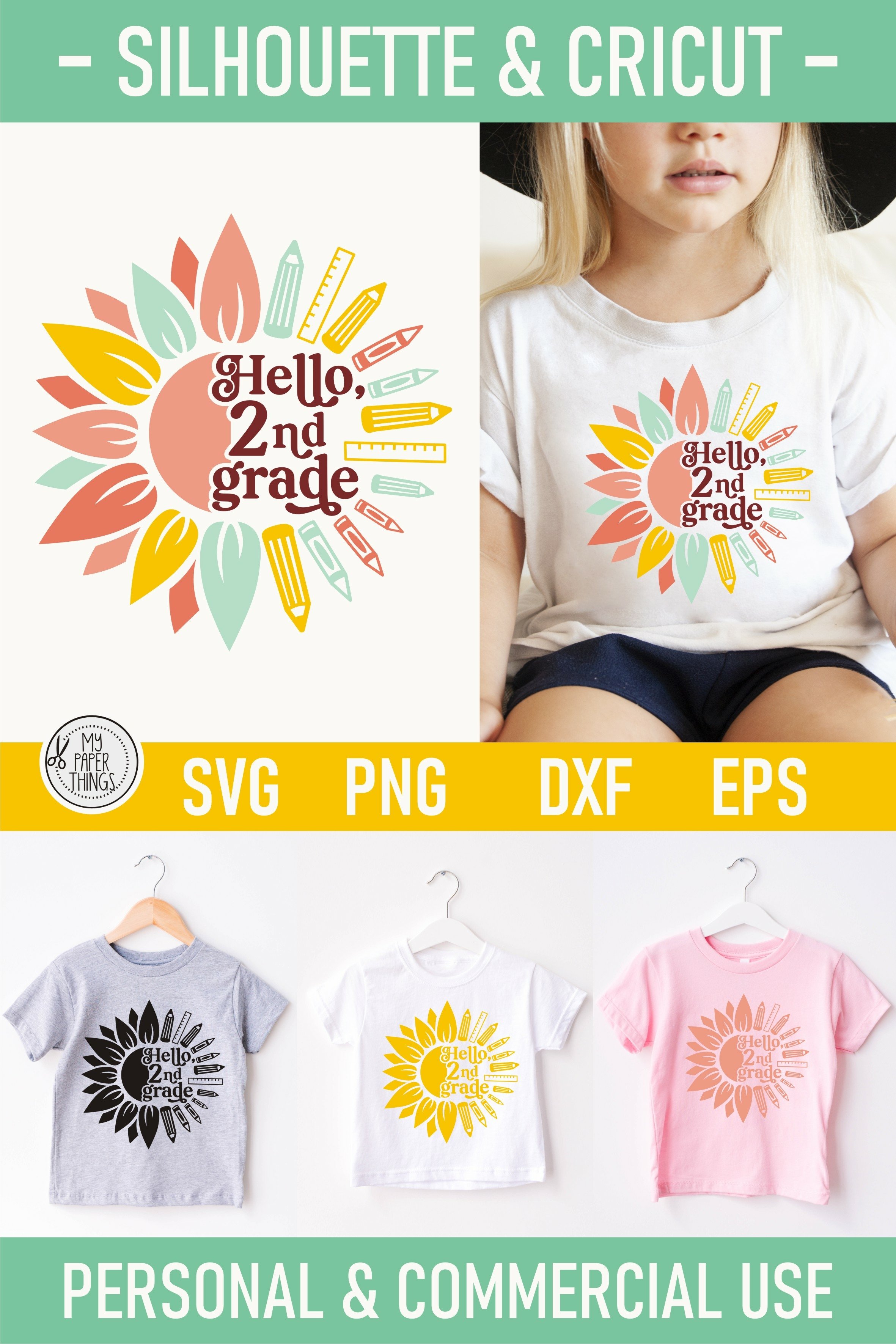 Hello 2nd Grade Svg with Sunflower