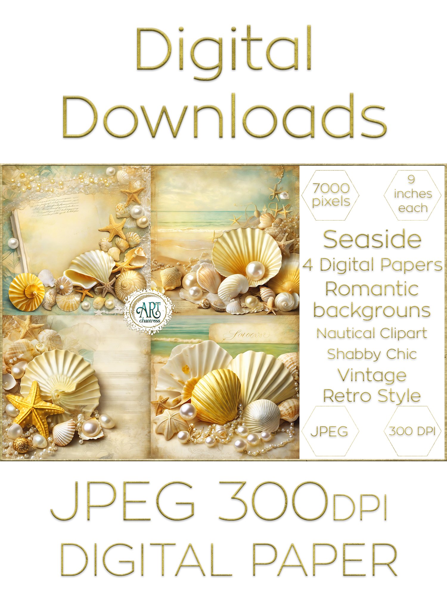 Vintage Cosy Seaside Romantic Beach Retro Digital (3972000)