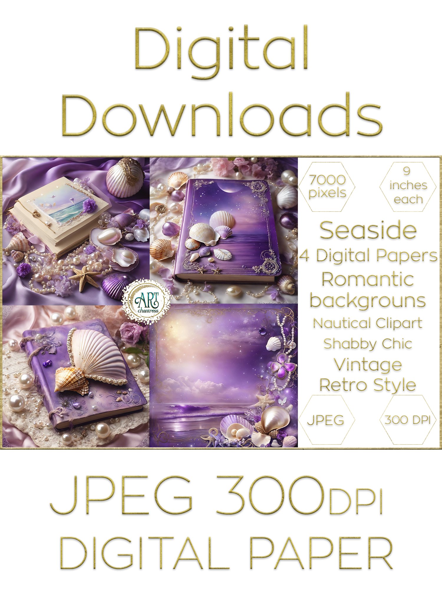 Vintage Cosy Beach Seaside Romantic Digital Papers (3868029)