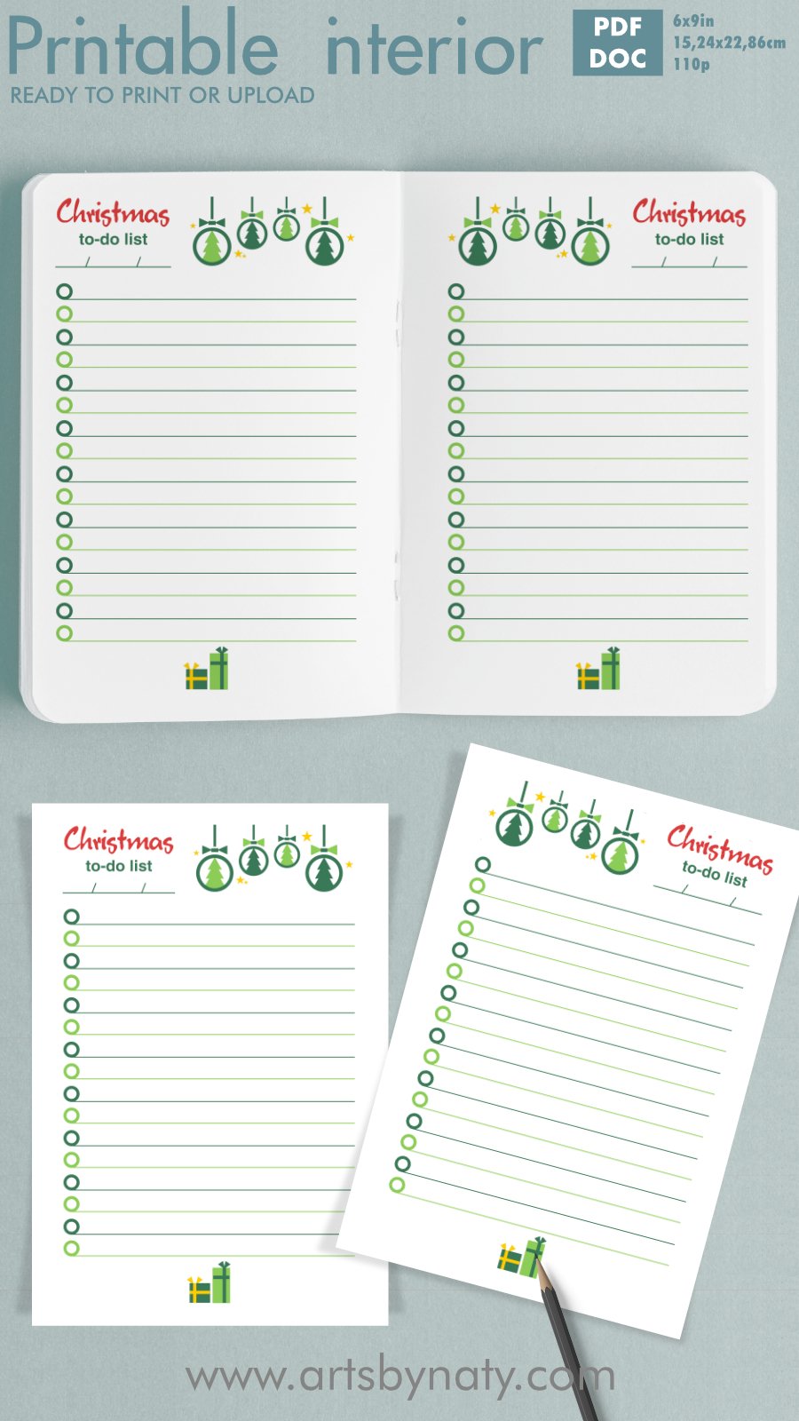 KDP Green Christmas to-do list journal.