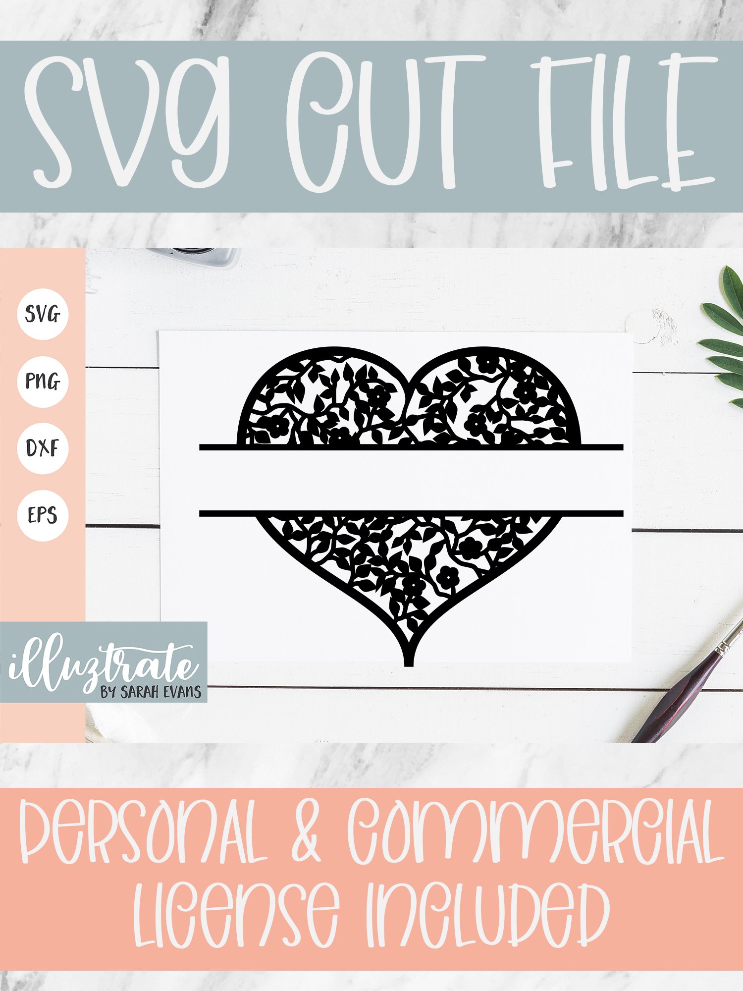Heart Monogram SVG Cut File | Valentines SVG | Love SVG