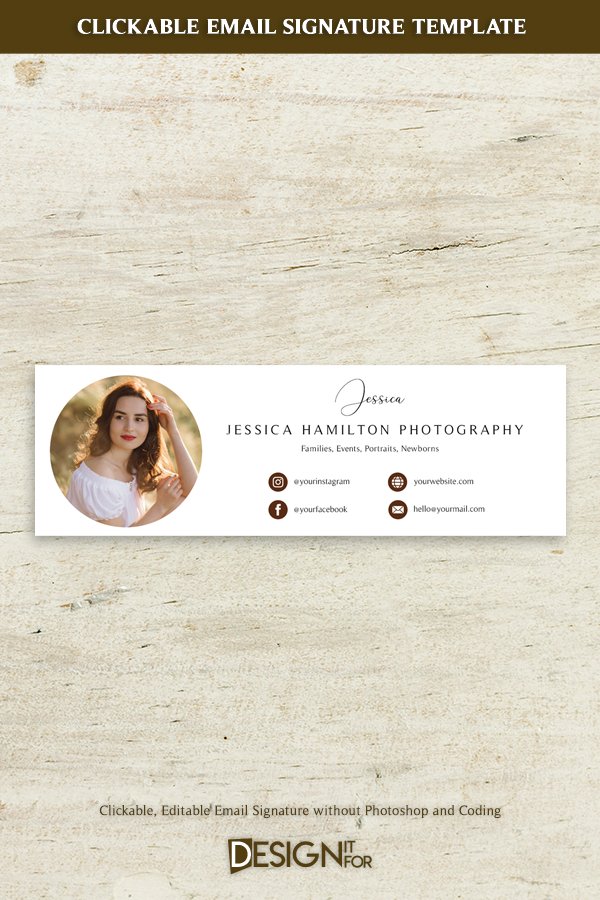 Email Signature Template Clickable Editable, Gmail (615012)