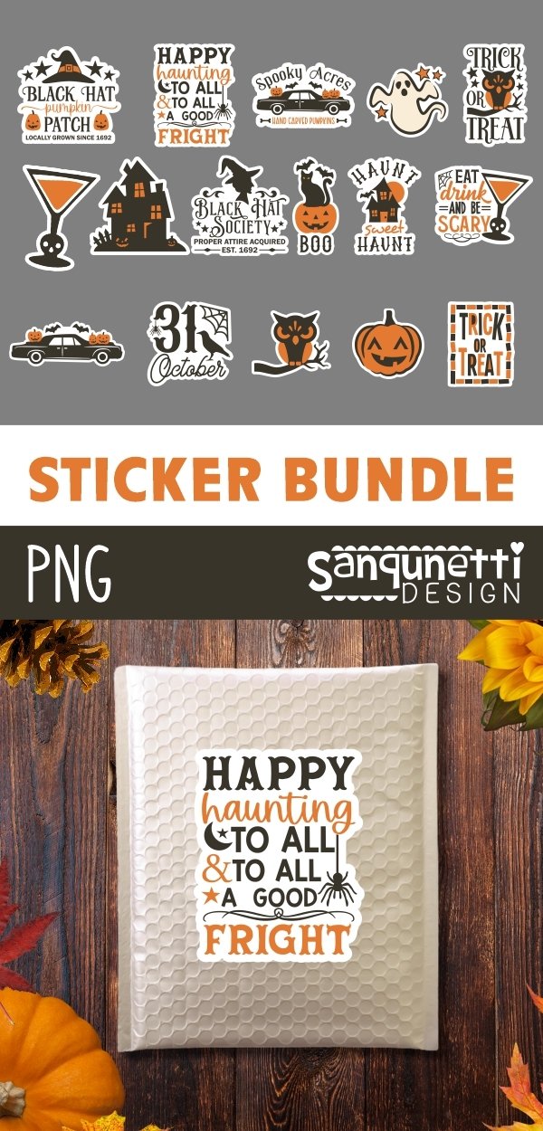 Vintage Halloween Lettering and graphics sticker bundle