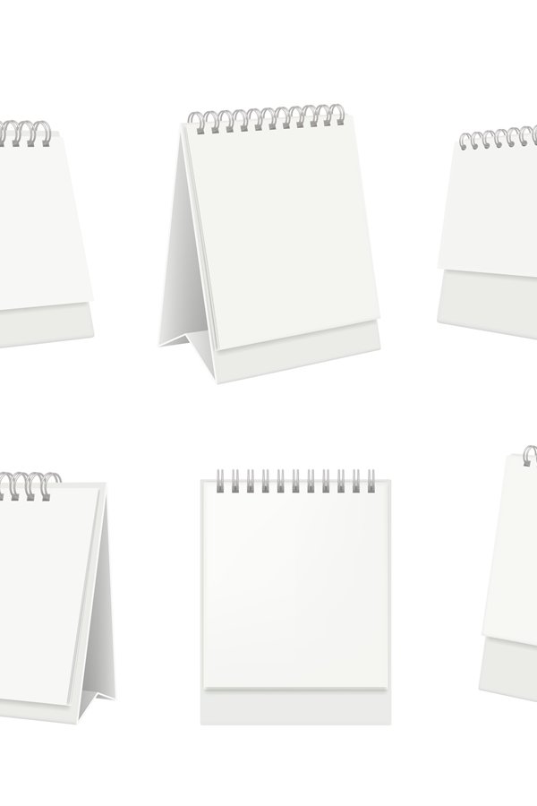 Blank table calendar. Desktop organizer with white paper pag