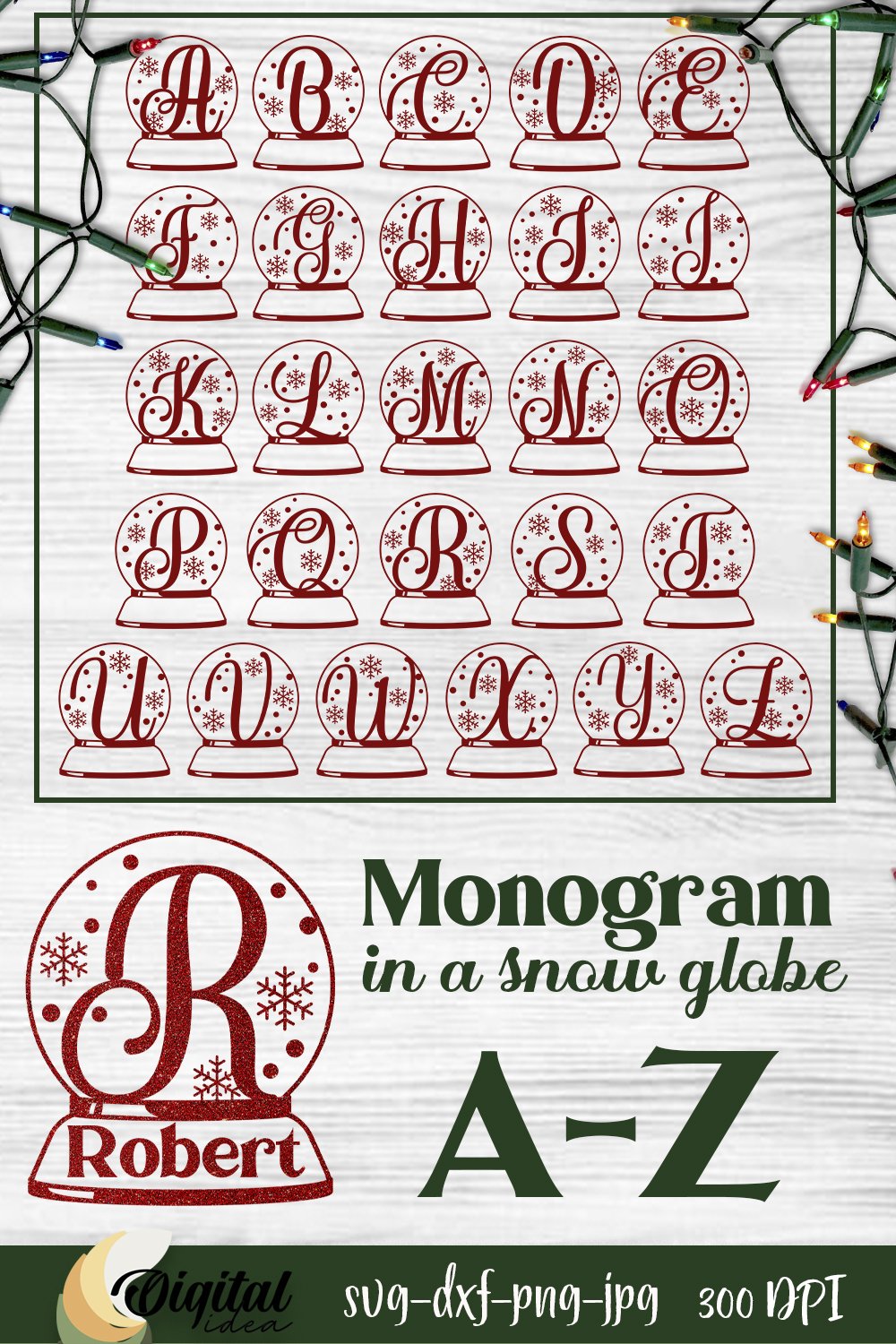 Christmas Monogram Letters svg. Snow globe (2275526)