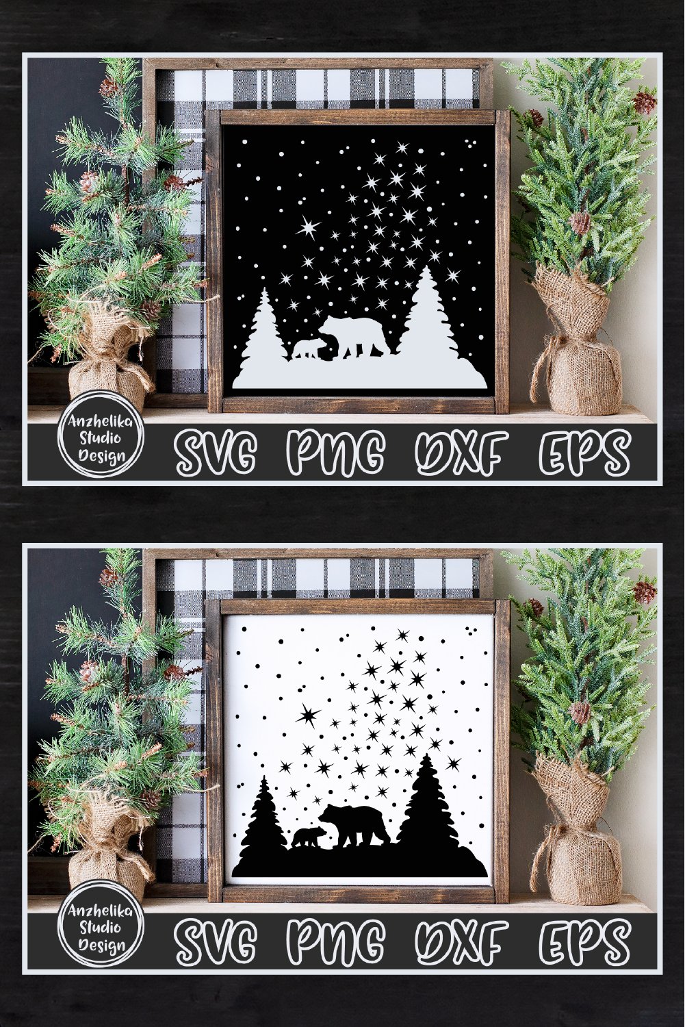 Christmas Forest With Bears SVG | Winter Bears SVG | Family
