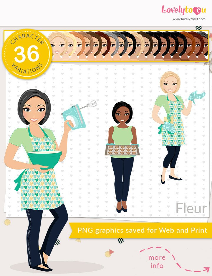 Baking girl clipart, Valentine sweets & cakes, (1192339)